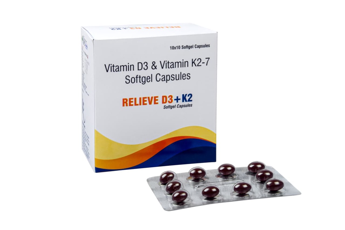 Relieve Care Vitamin D3 + K2 60K IU Tablets | Calcium Absorption | Bone ...